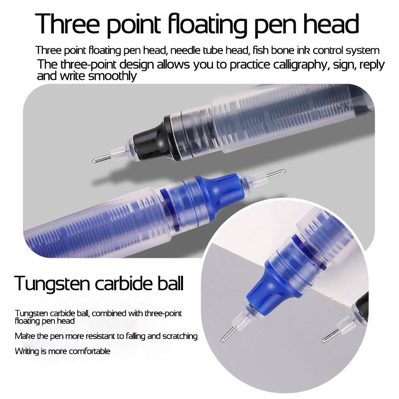 12pcs/box 0.5mm Gel Pen Black Ink Straight-liquid Ballpoint Pen Gel Pen ...