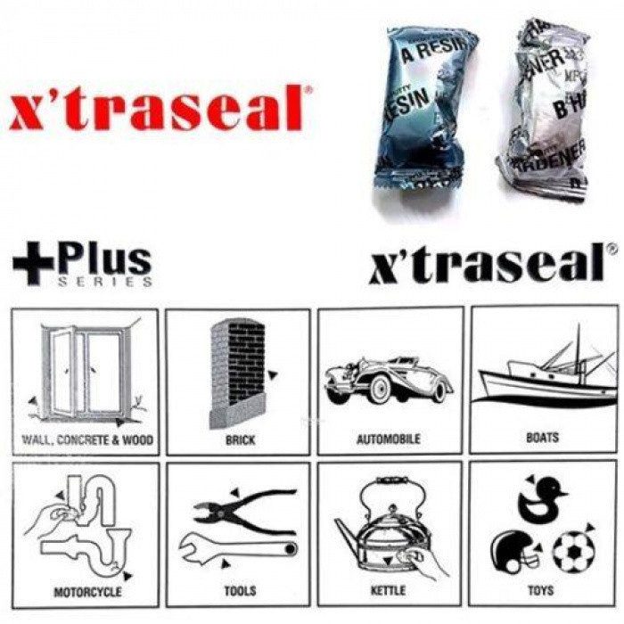 XTRASEAL X'traseal Plus Series Epoxy Putty+ (2 x 50g) Fixed Repair ...