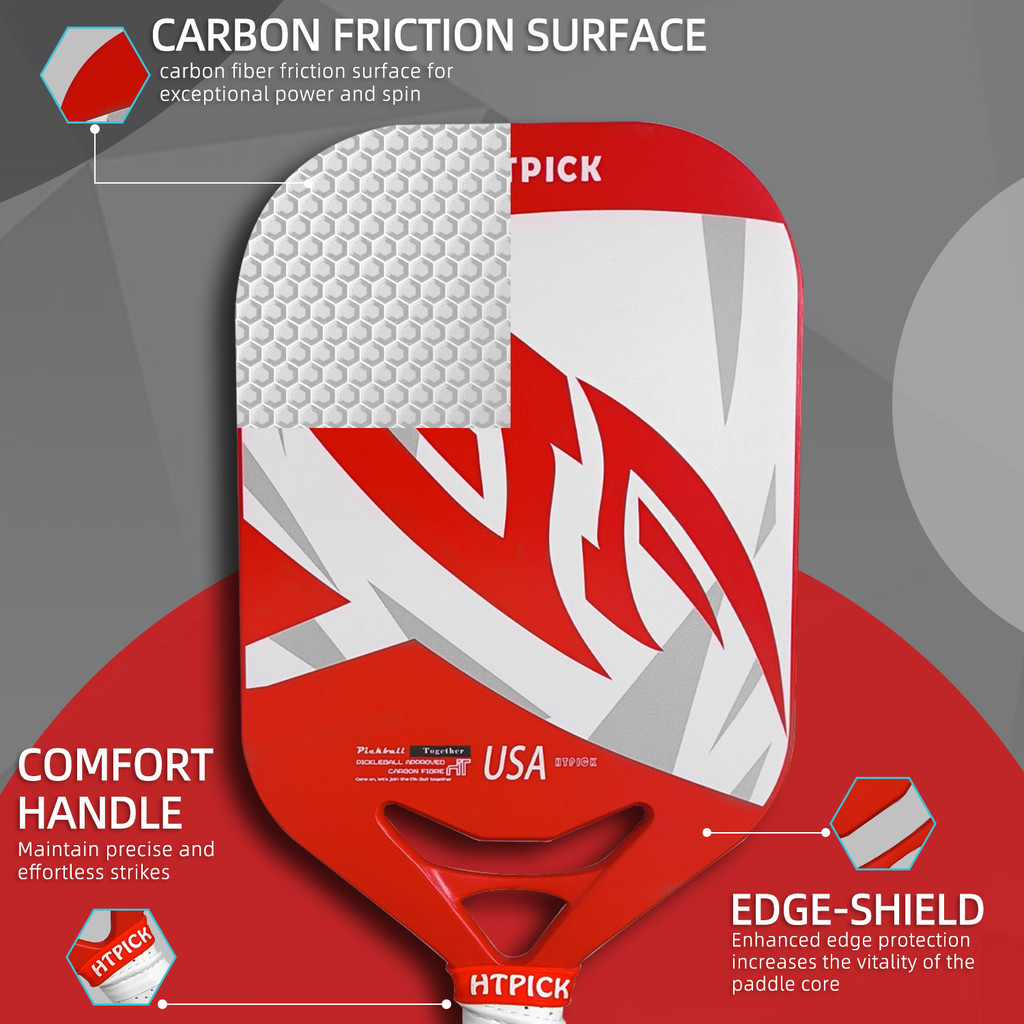 HT-PICK RY005S T700 Carbon Fiber Pickleball Paddle 14mm Honeycomb Core ...