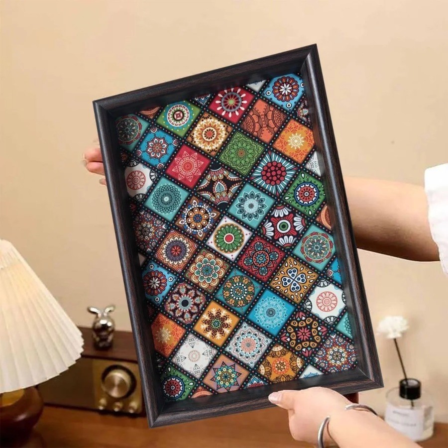 Bohemian Style Solid Wood Serving Tray - Decorative Square Snack ...