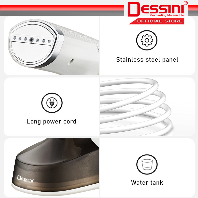DESSINI ITALY 1700W Electric Ceramic Soleplate Garment Steam Iron ...