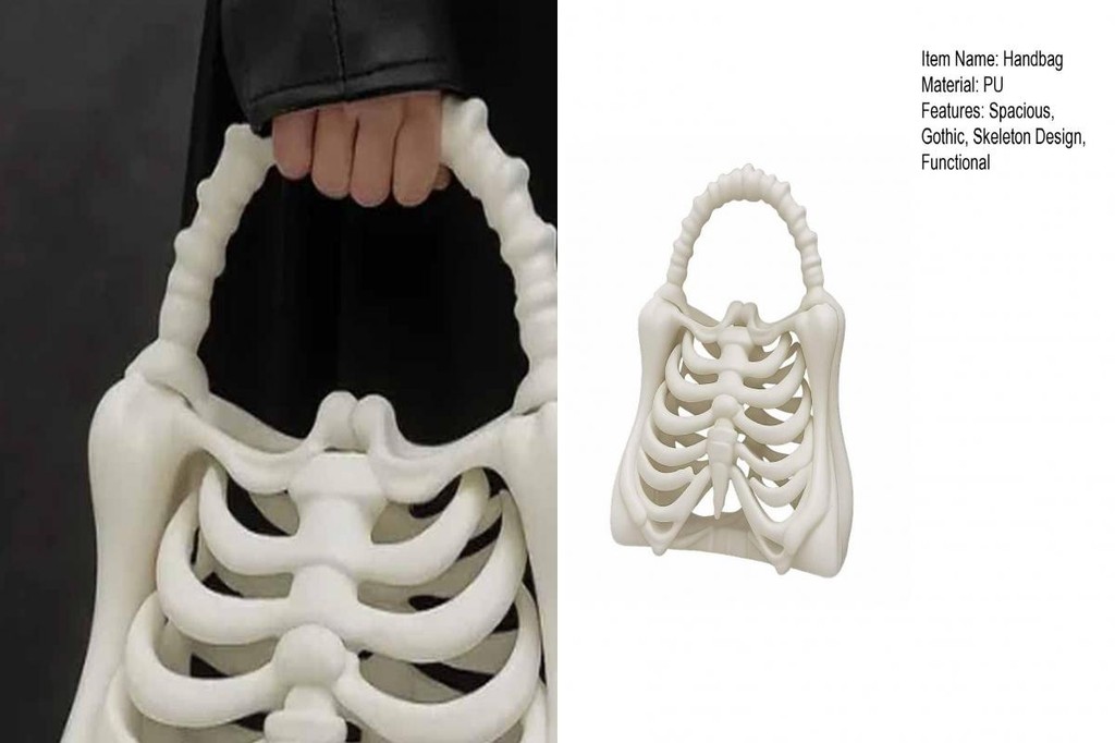HUA 3d Printed Handbag Gothic Skeleton Bag Spooky Skeleton Handbag ...
