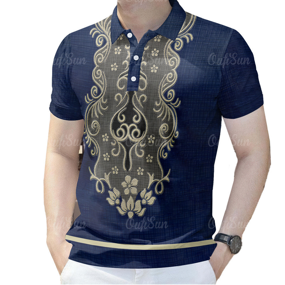 Men's Barong Polo Shirt for men Clothing Ethnic Style Vintage Polo ...