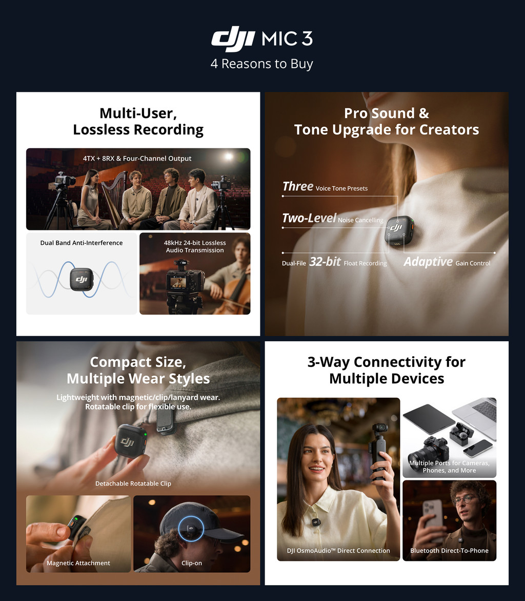 DJI Mic 3 - High-Quality Audio Recording | All-In-One, Ready to Use ...