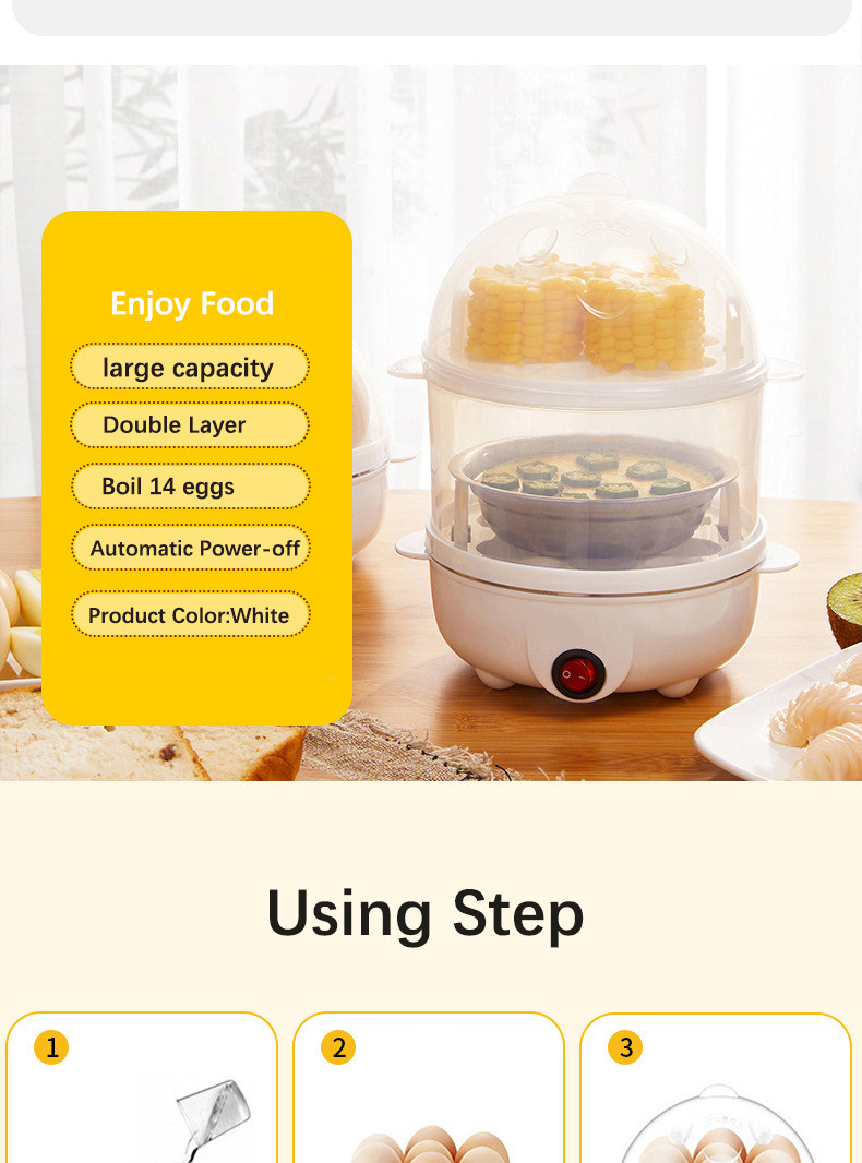Mini Egg Boiler 1 or 2 Layers Electric Egg Cooker Automatic Egg Steamer ...