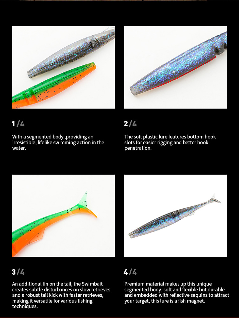 WALK FISH 5Pieces 10g 12cm T-Tail Soft Plastic Lure for Bass Perch ...