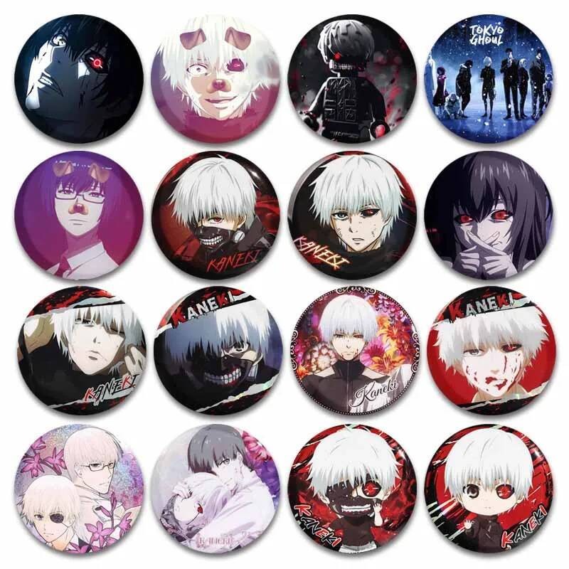 Anime Tokyo Ghoul Button Pins Cartoon Ken Kaneki Touka Juuzou Cosplay ...