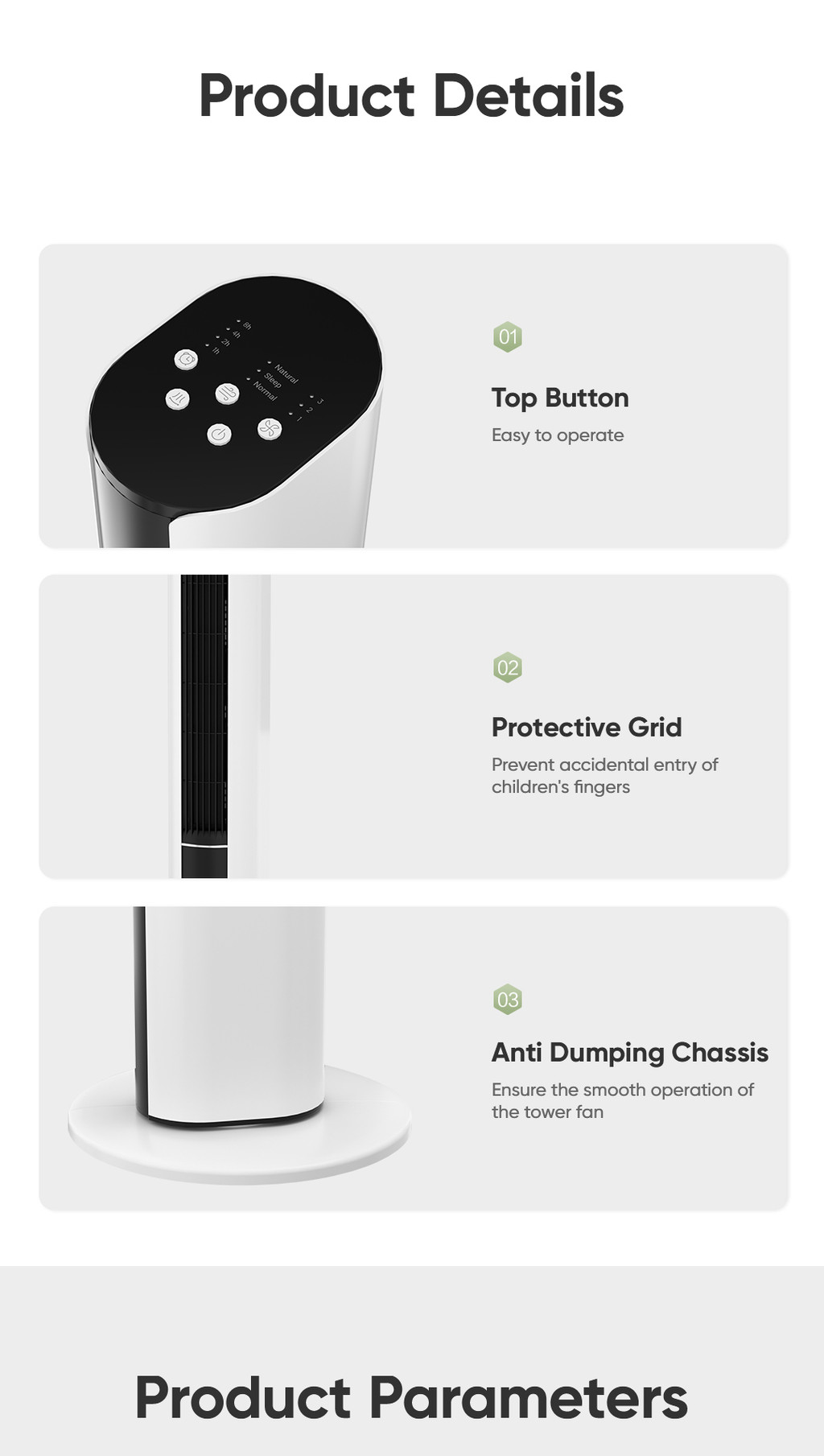 Haier Electric Tower Fan with LED Touch Control 15H Timer Cooling Stand ...
