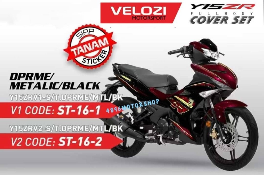 VELOZI Y15 V1 V2 FULL BODY COVER SET ( SIAP TANAM ) DPRME TITAN NEW RED ...