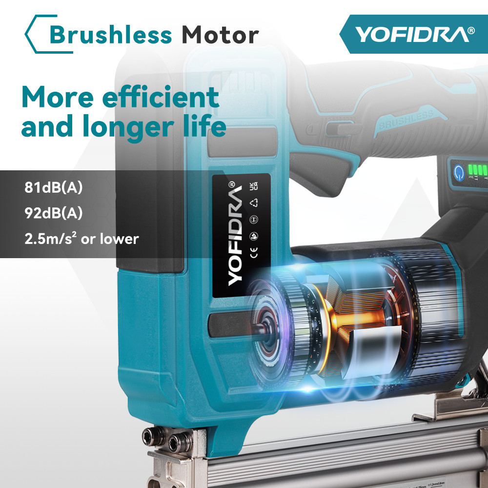 YOFIDRA 30mm Brushless Electric Nail Gun 2in1 Nailer/Stapler Gun ...