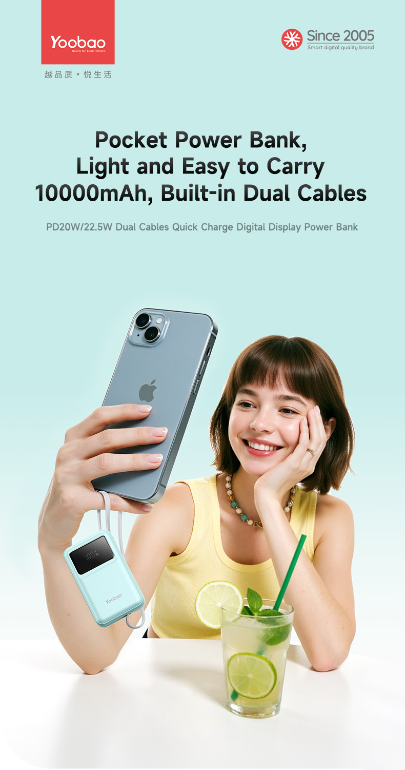 Yoobao Certified 3C Powerbank 22.5W Fast Charging 10000mAh Built-in ...