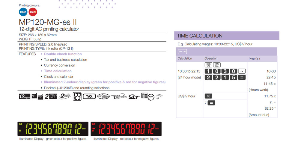 Canon MP120-MG-es II (12 Digits) AC printing Calculator / Double check ...