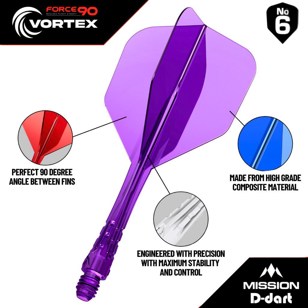 Mission Darts Flight - FORCE 90 VORTEX No.2/No.6 Hard Material ...