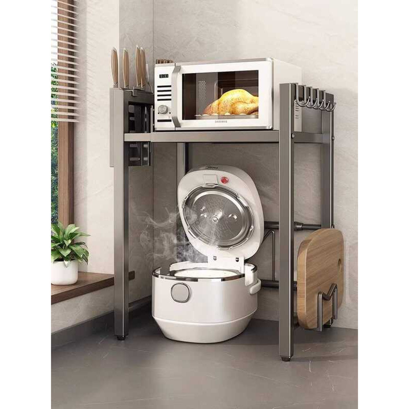 Gun Gray Retractable Rice Cooker Storage Rack Kitchen Microwave Oven ...