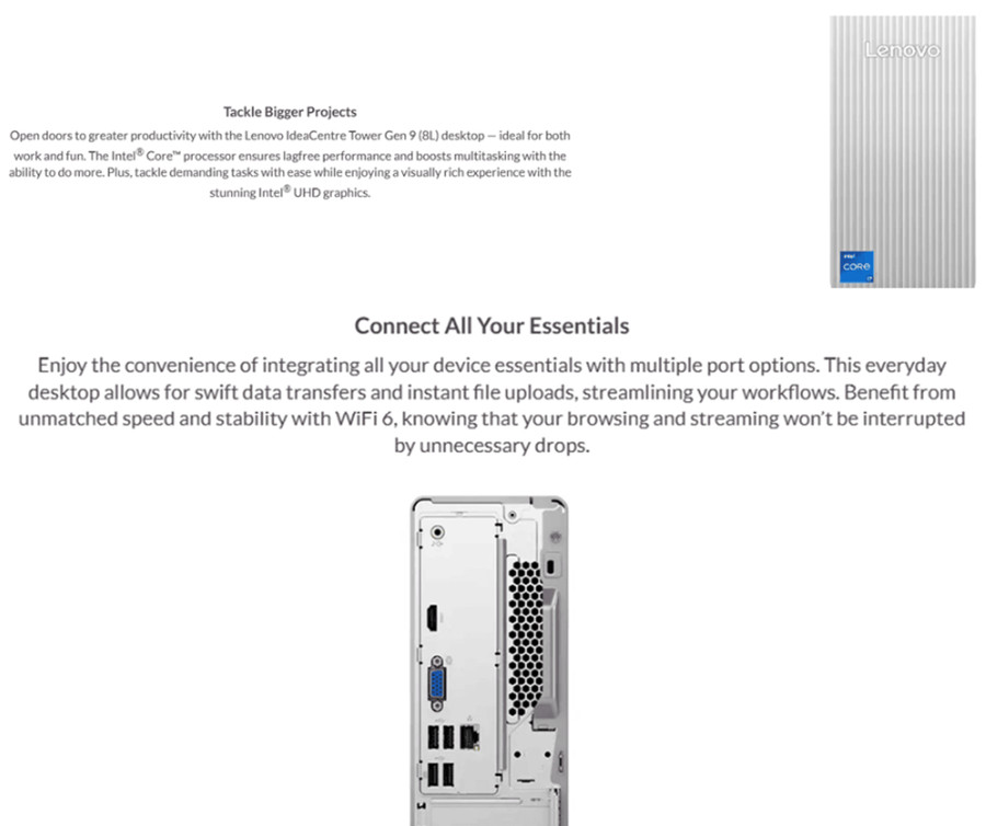 Lenovo IdeaCentre Tower 08IRR9 90XS0063MI Desktop PC (i3-14100 4.70GHz ...