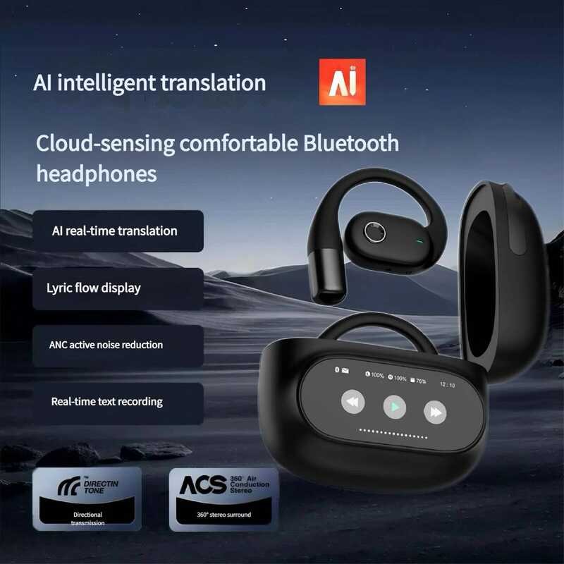 Color Touch Screen Smart Ai Translation Bluetooth Earphones Multi ...