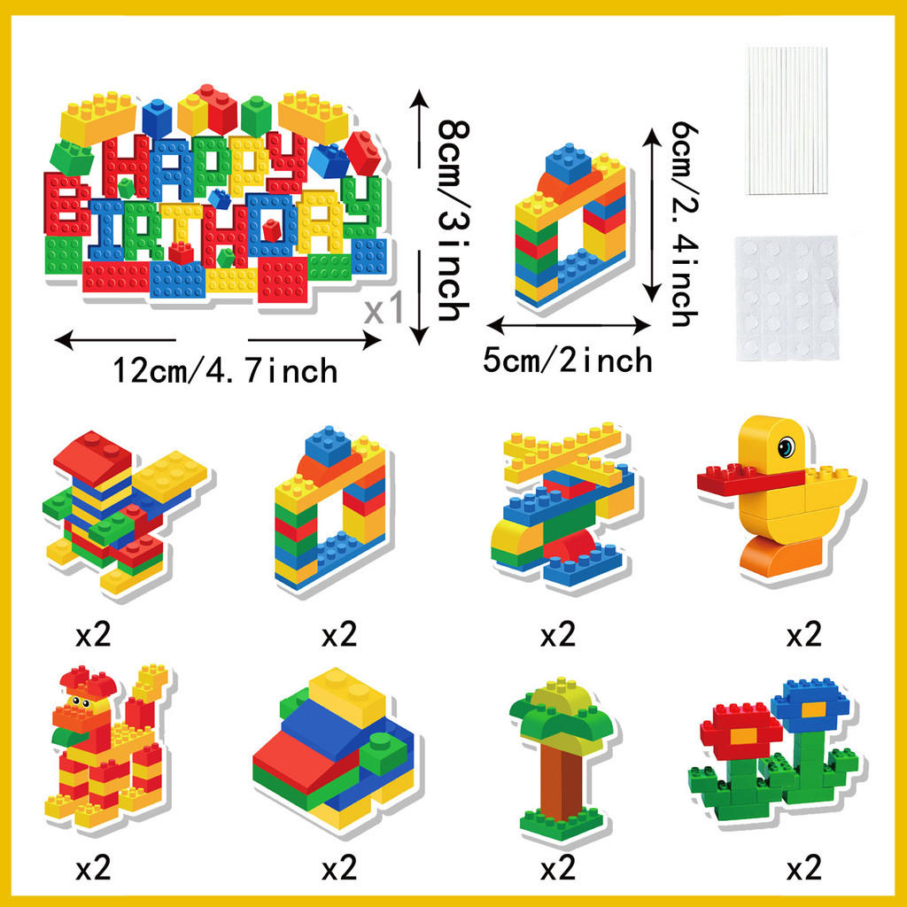 LEGO Building Blocks Theme Birthday Party Banner Balloon Cake toppers ...