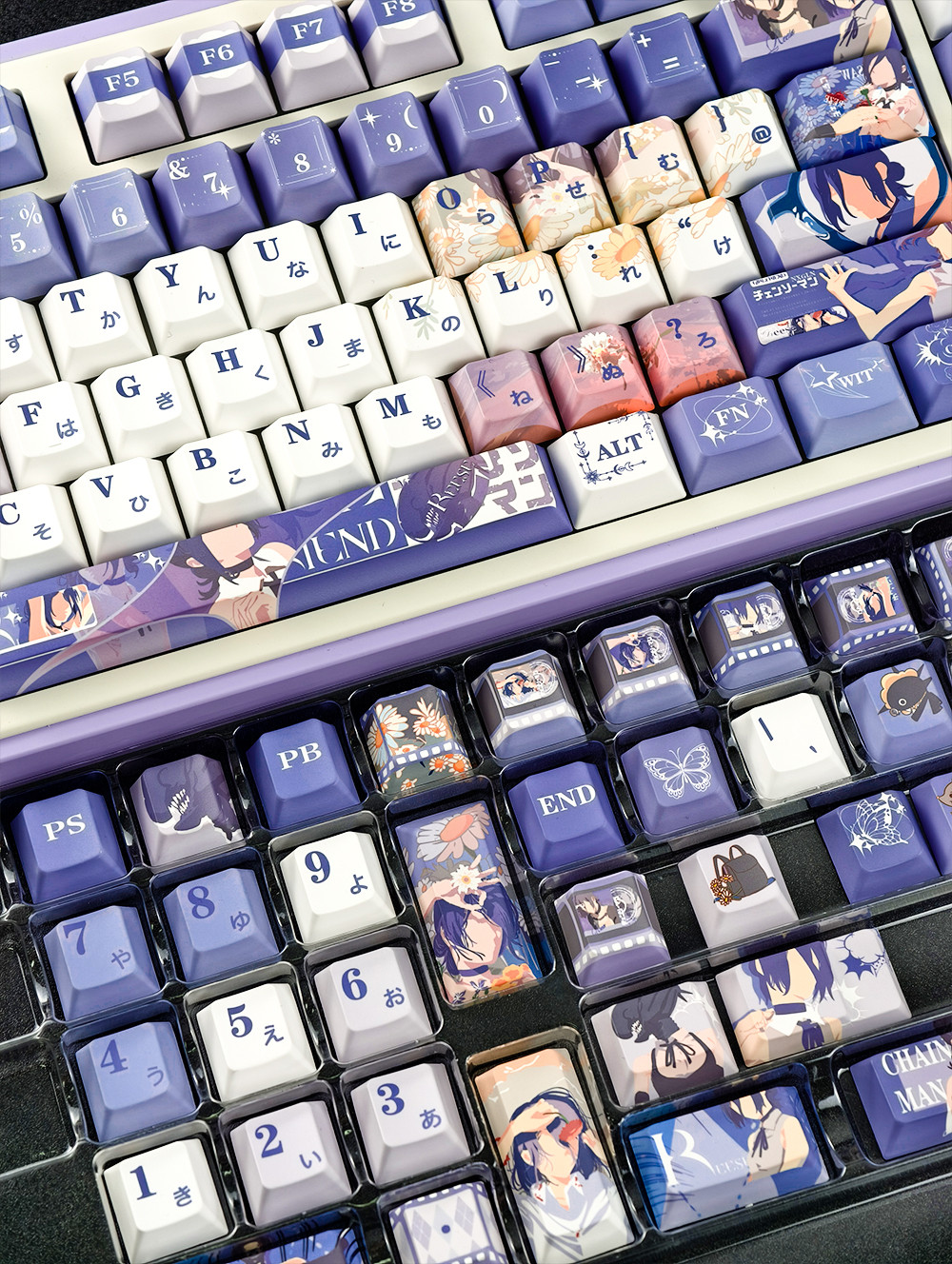 Reze Keycaps MOA/Cherry Profile 130 Keys PBT Dye Sublimation Aula F75 ...