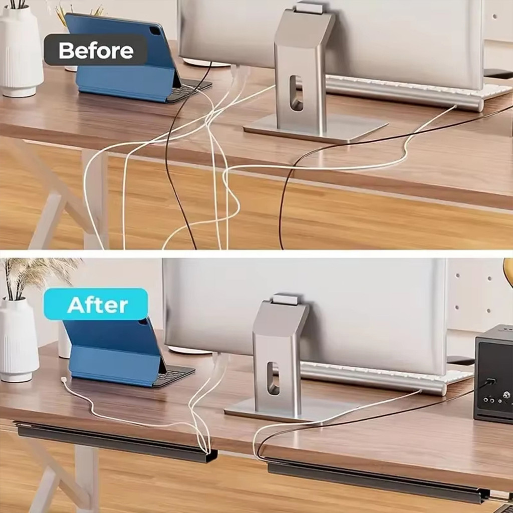 Easy Install Cable Hider PVC Cable Management Under Desk Table Cable ...