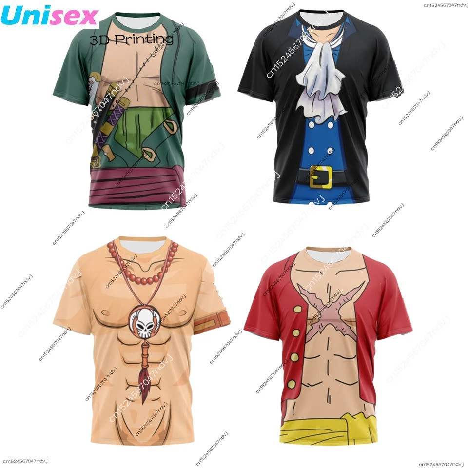 2026 New Arrivals Luffy Cosplay T-Shirt One Piece 3d Printed Kids Short ...