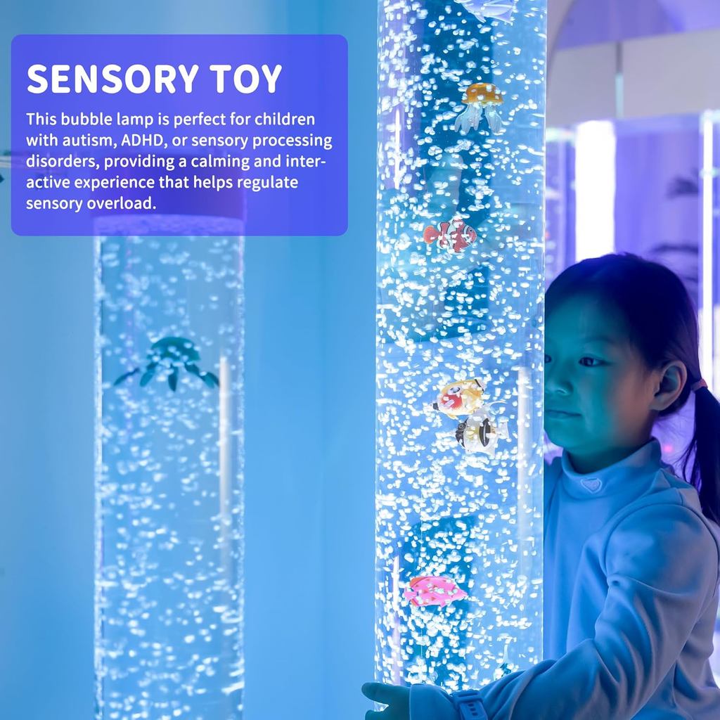 6FT Sensory Bubble Fish Tube with Remote & Adjustable Wall Bracket ...