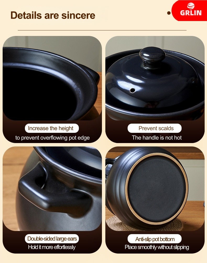 GRLIN Ceramic Stock Pot / Clay Casserole Pot, Heat-Resistant (No Damage ...