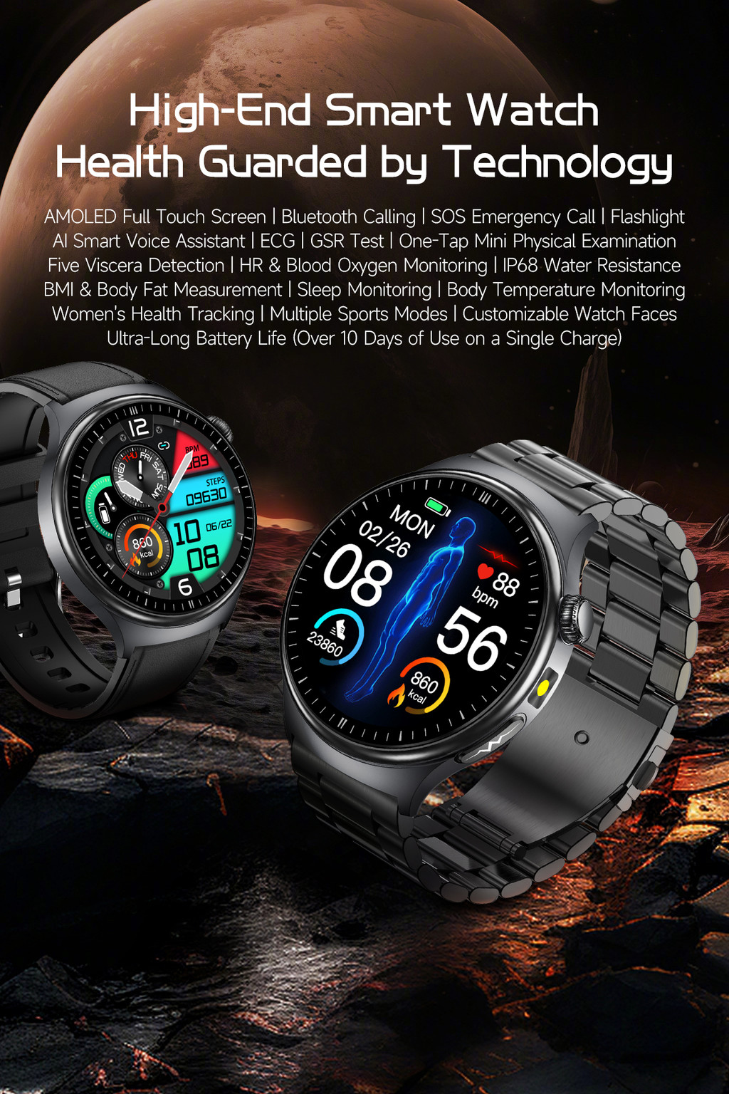 2026 New Smart Watch Men Women Micro-physical examination ECG+PPG Blood ...