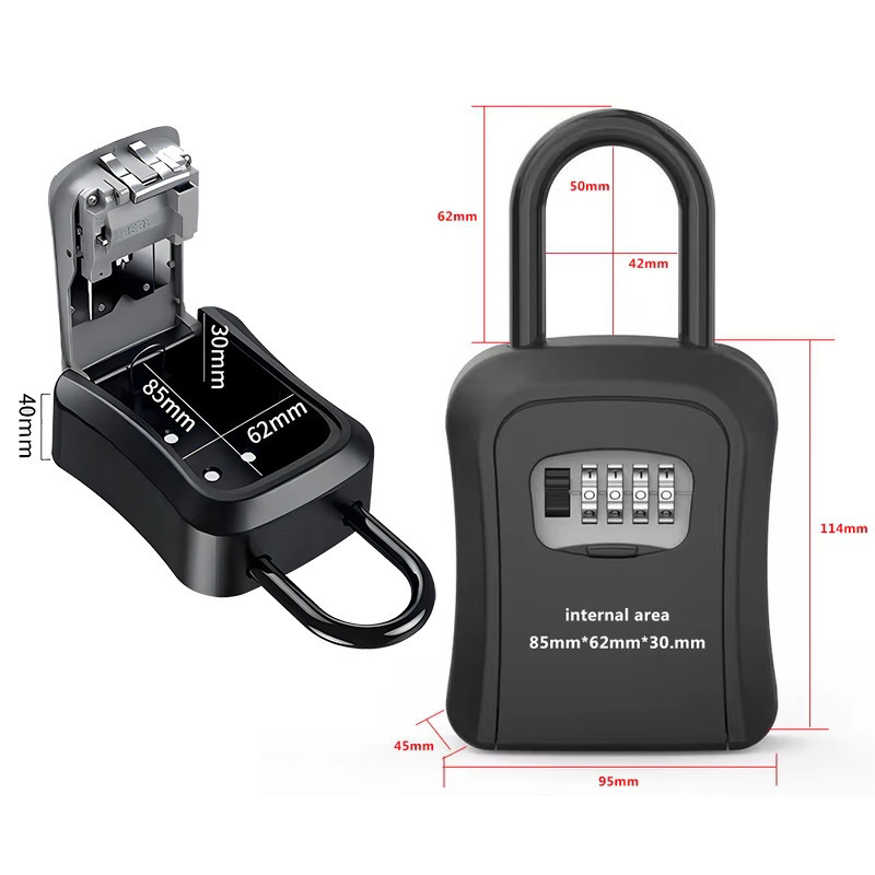 Key Lock Box, 4 Digit Combination Password Wall Mount Key Storage Box ...