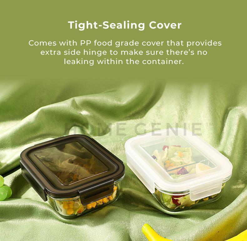 Home Genie Glass Lunch Box Set Safe Microwave Bento Box With Lid Food ...