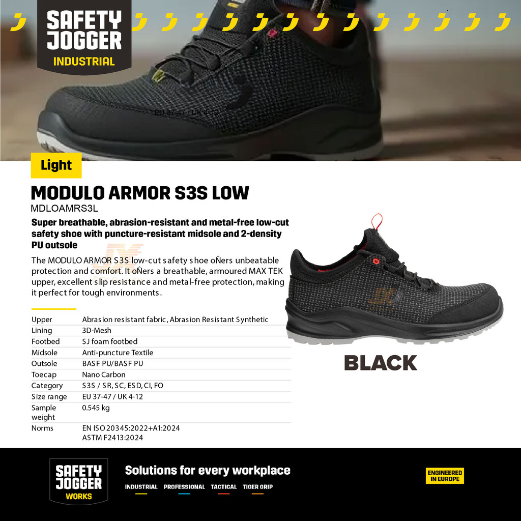 SAFETY JOGGER Modulo Armor S3 Lightweight Safety Shoes ESD Kasut ...