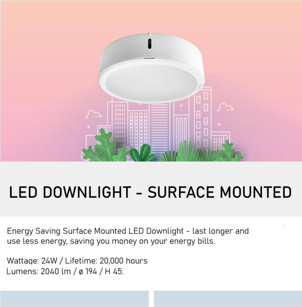 PANASONIC LED DOWNLIGHT LAMPU MENTOL PERMUKAAN ATAS (24W) DIMENSION ...