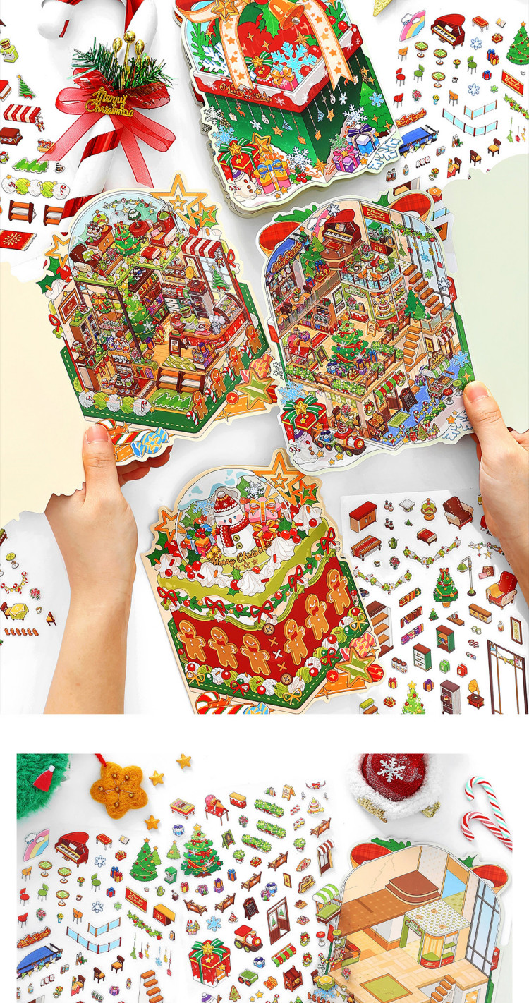 ENWEI 3 Pcs [Christmas Special Series] Waterproof 3D Landscape Stickers ...