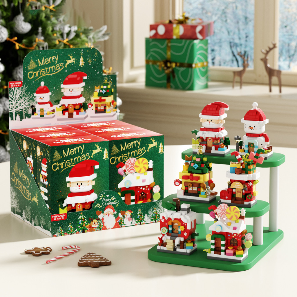 6IN1 Christmas Building Blocks Nano Santa Claus Elk Sled House Snowman ...