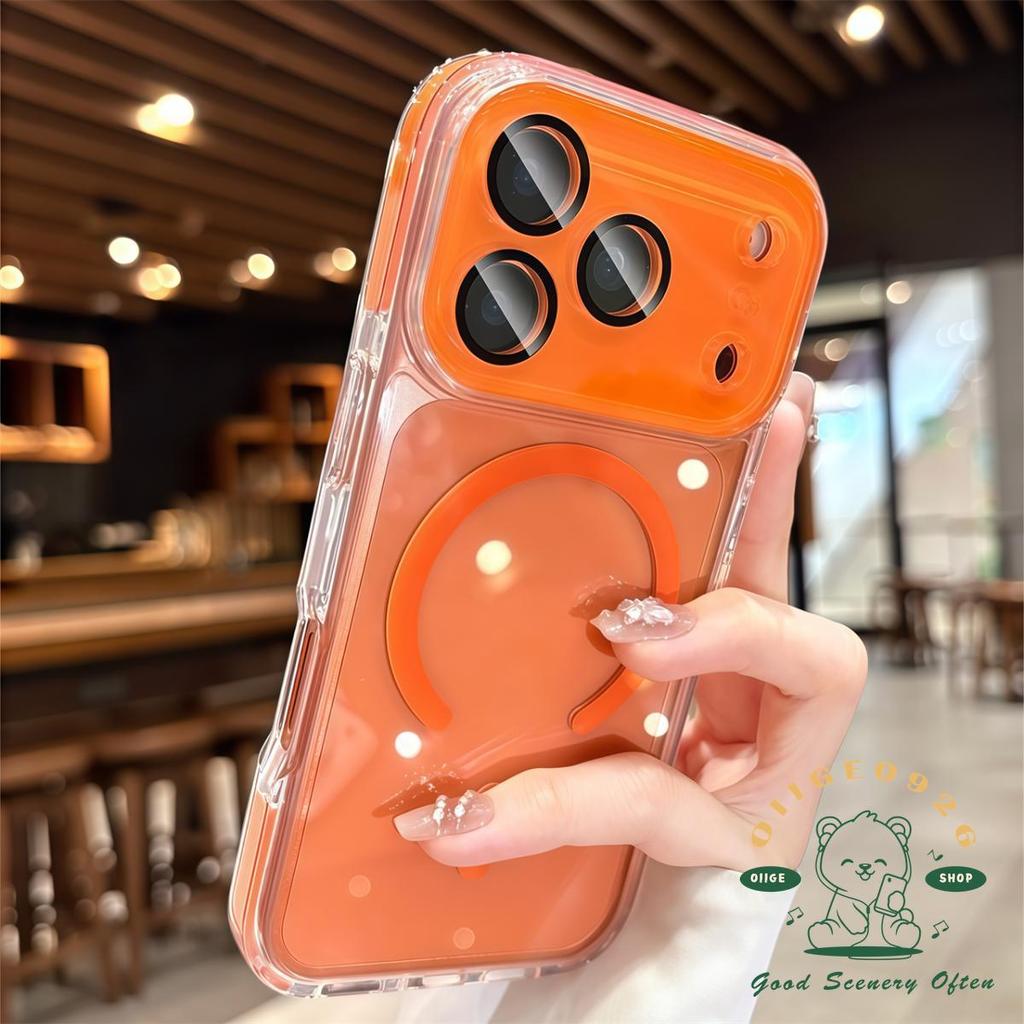 iPhone17 case 】orange Antifall ice crystal magnetic Phone case iphone17 ...