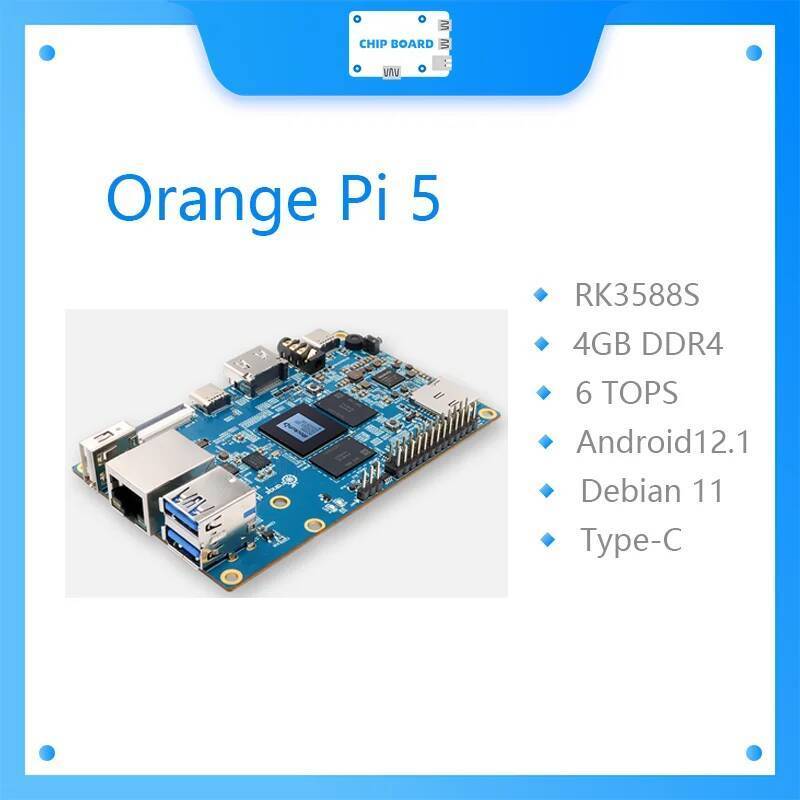 Orange Pi 5 4GB RK3588S,PCIE Module External WiFi+BT,SSD Gigabit ...