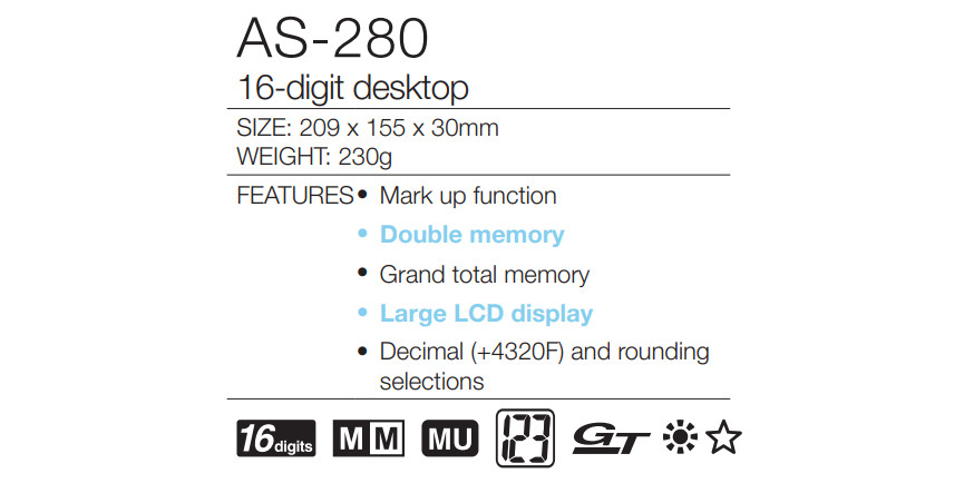 Canon AS-280 Desktop (16 Digits) Large LCD display Calculator / Double ...