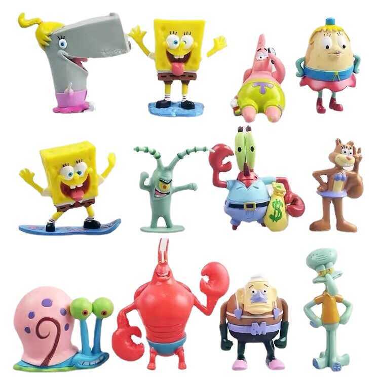 12 SpongeBob SquarePants Anime Figures Ornaments Pie Daxing Octopus ...