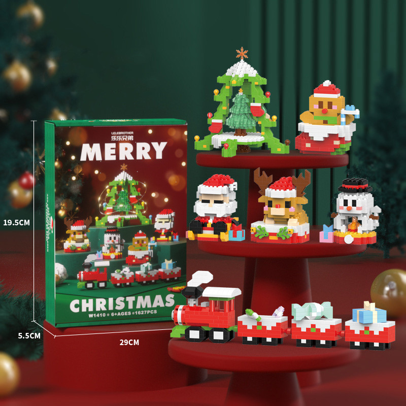 6IN1 Christmas Building Blocks Nano Santa Claus Elk Sled House Snowman ...