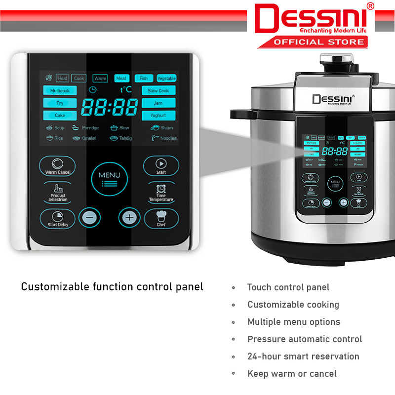 DESSINI ITALY 14 IN 1 Electric Digital Pressure Cooker Non-stick Inner ...