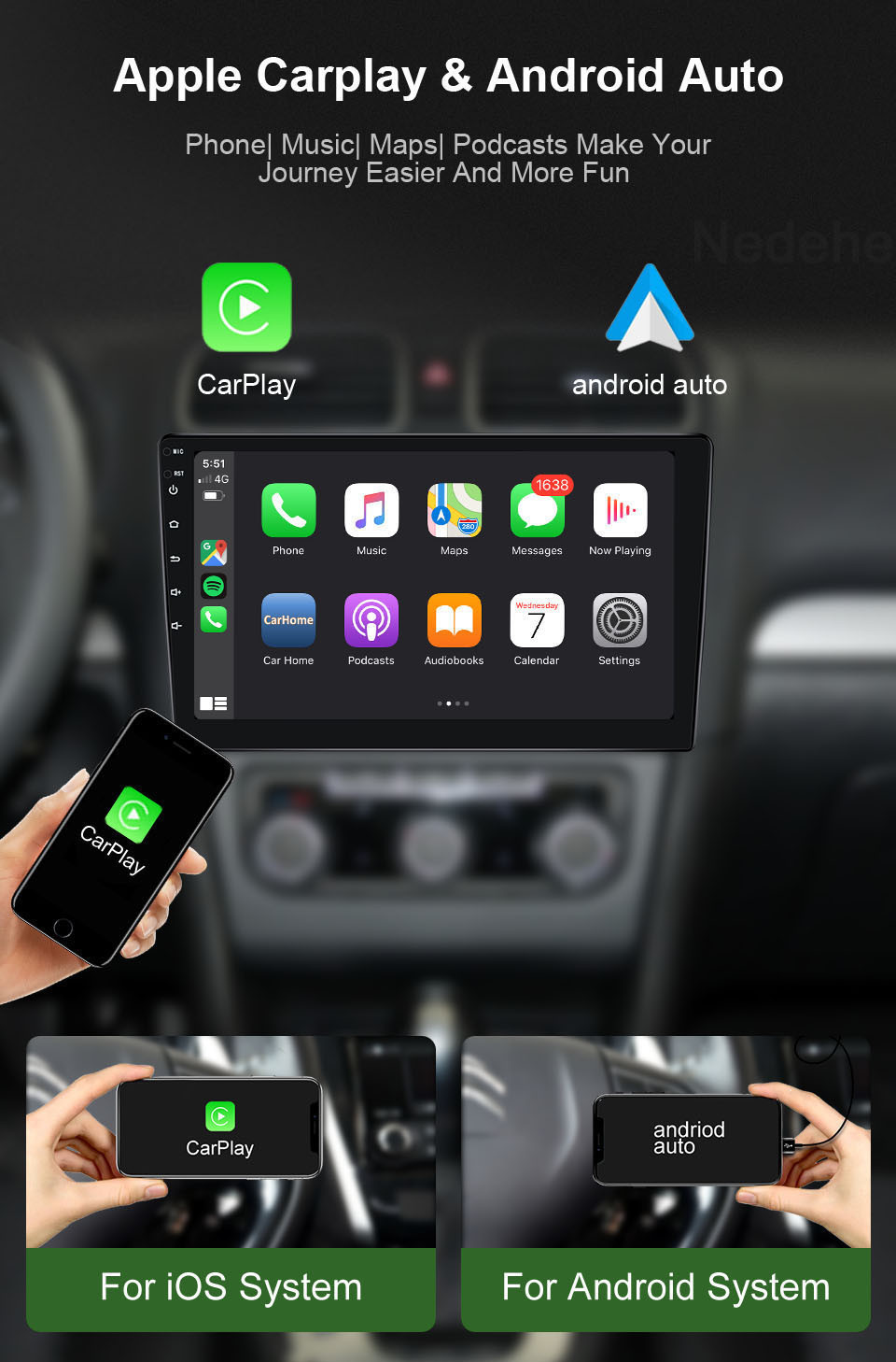 Toyota Prius 2012-2015 Android 14 Car Player Carplay Android Auto 9 ...