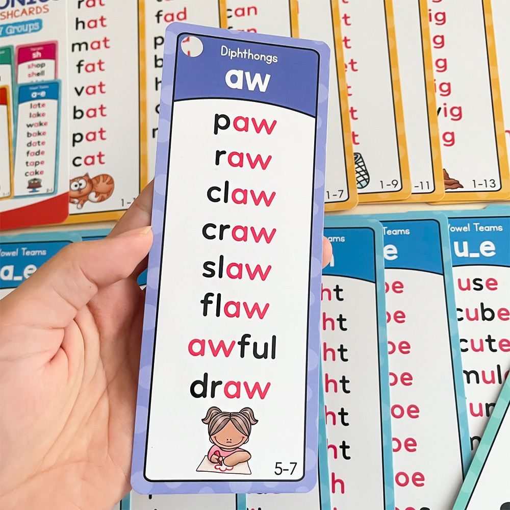 60PCS Phonics Flashcards Montessori Phonics Word Lists Cards English ...