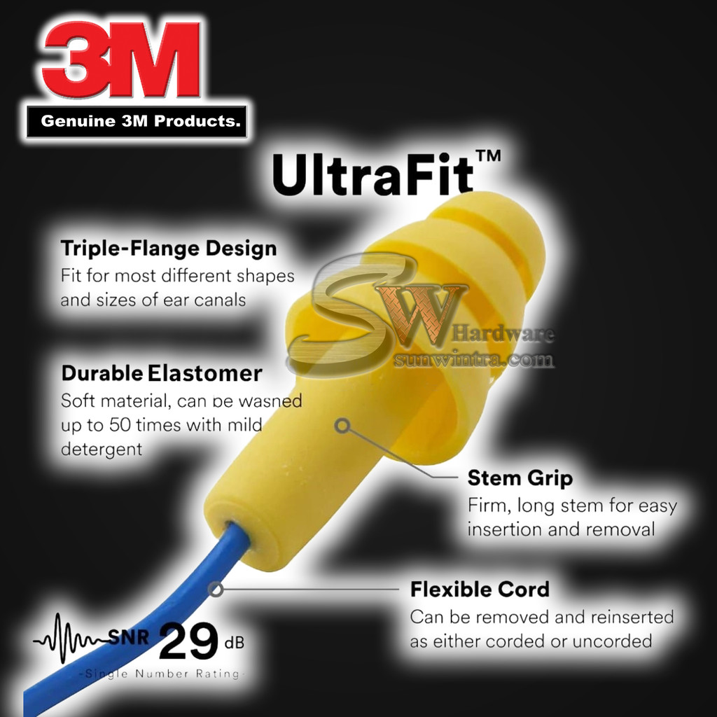 3M UltraFit Corded Ear Plug | E-A-R™ Classic Regular Earplugs #UF-01 ...