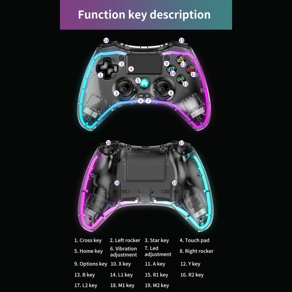 Wireless Controller Compatible with PS4/PS4 Pro/PS4 Slim/PC with Touch ...