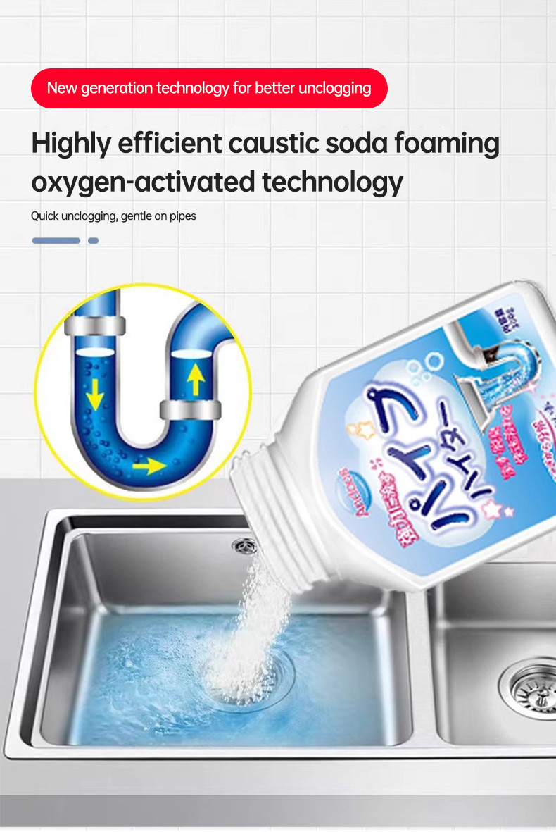 Clog Remover Pipe Cleaner Powder Removing Blockage Clog Dissolver Drain ...