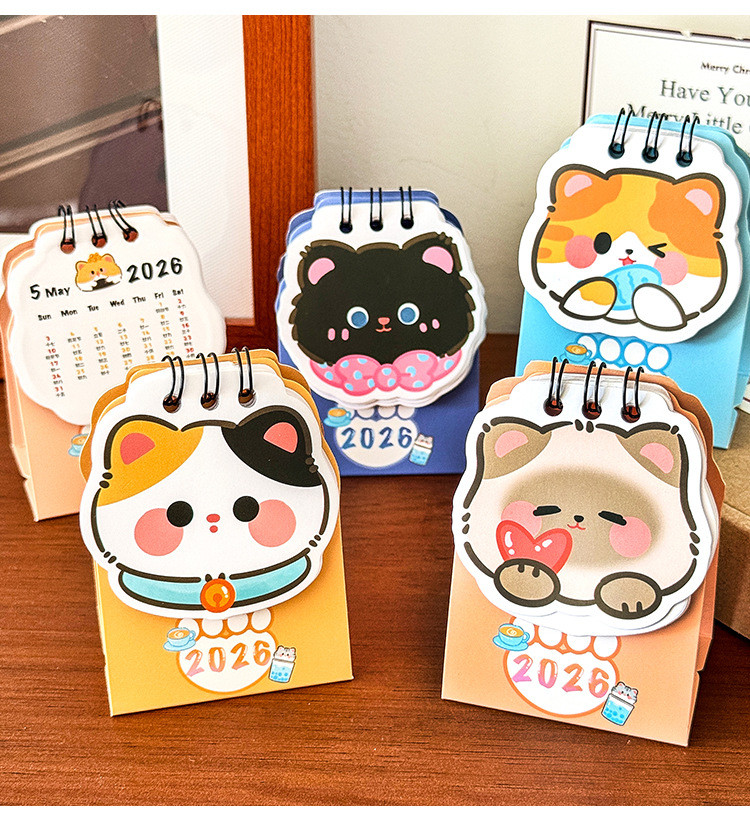 Cartoon Cute Cat Calendar 2026 Calendar Kitten Desk Calendars Children ...