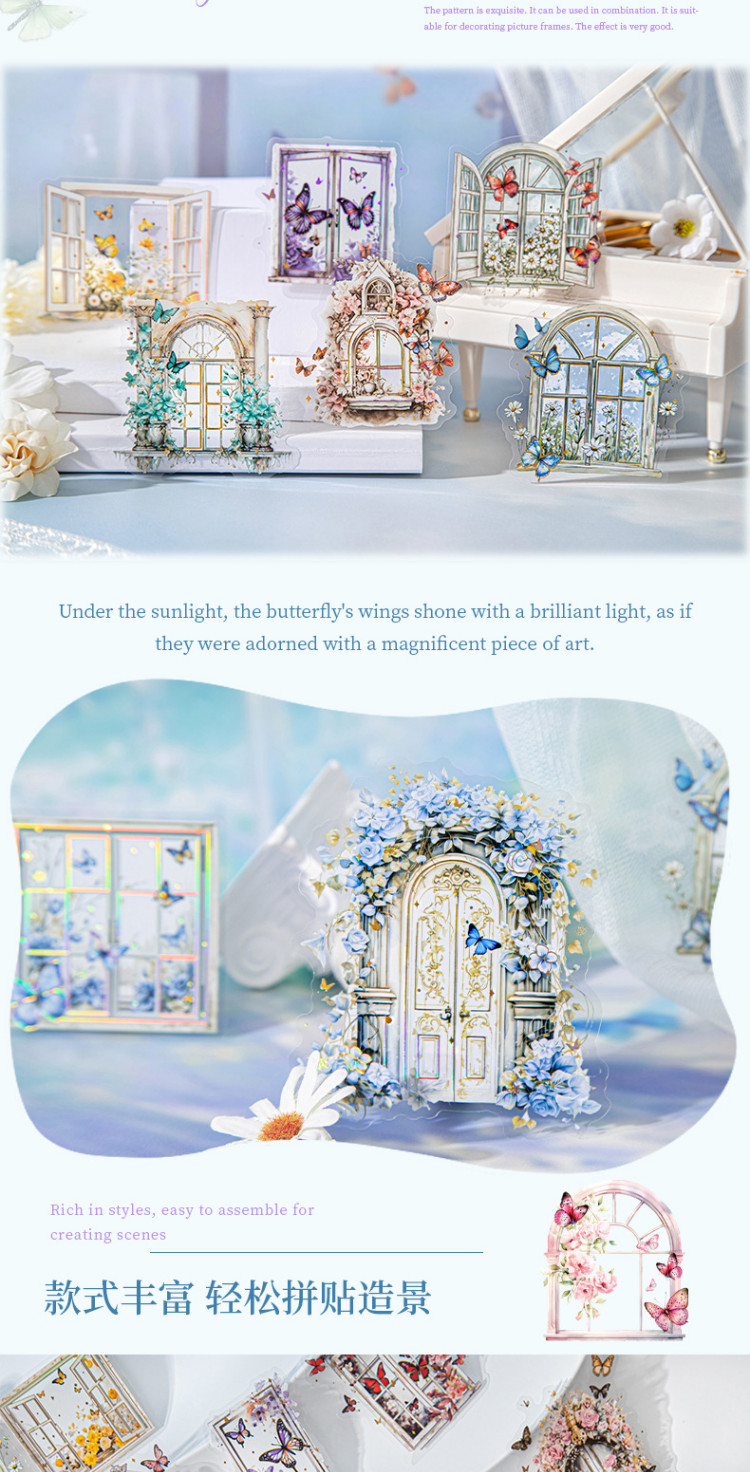 ENWEI 10 Pcs [Butterfly Dance By The Window Series] PET Material ...