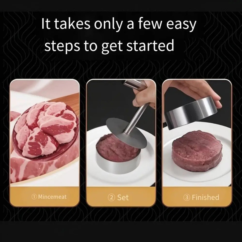 Stainless Steel Burger Patty Maker Non Stick Hamburger Press Maker ...
