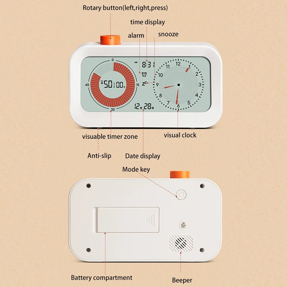 2025 Digital Visual Timer with Count Up/Down Function Multi-Mode Alarm Clock with Calendar ...