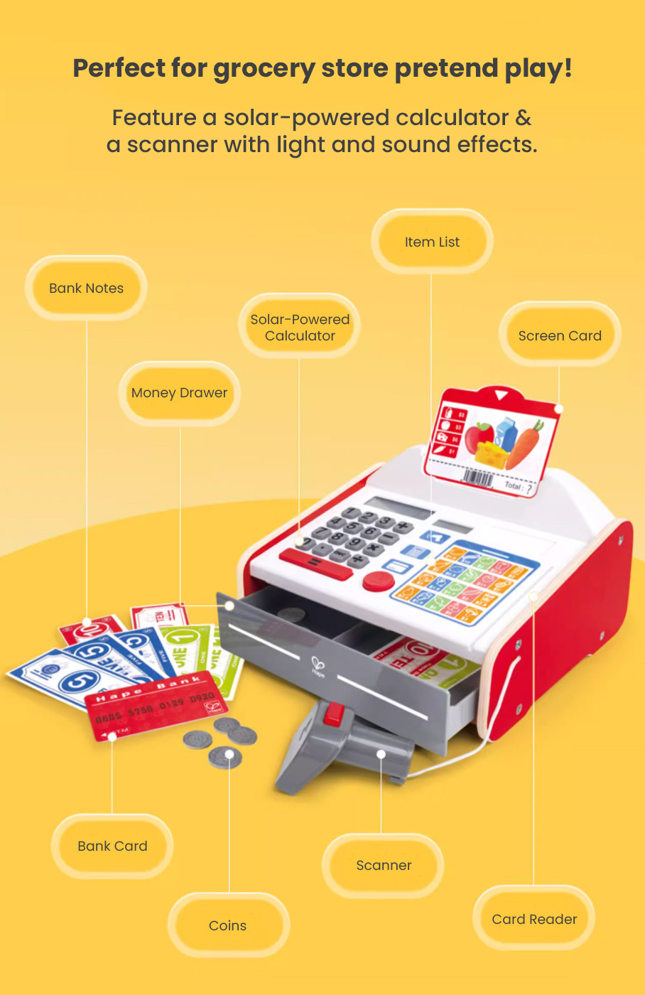 Hape 3184 Beep 'N' Buy Cash Register Pretend Play Suitable For Age 3 ...