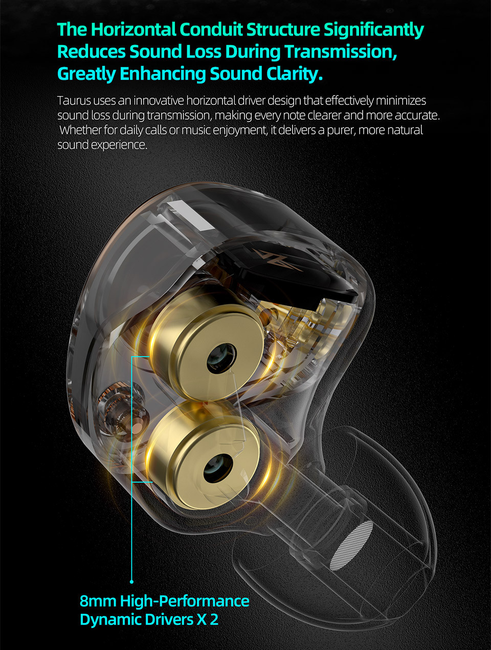 KZ Taurus Dual Dynamic Driver Headphones Powerful Bass In Ear Monitor ...